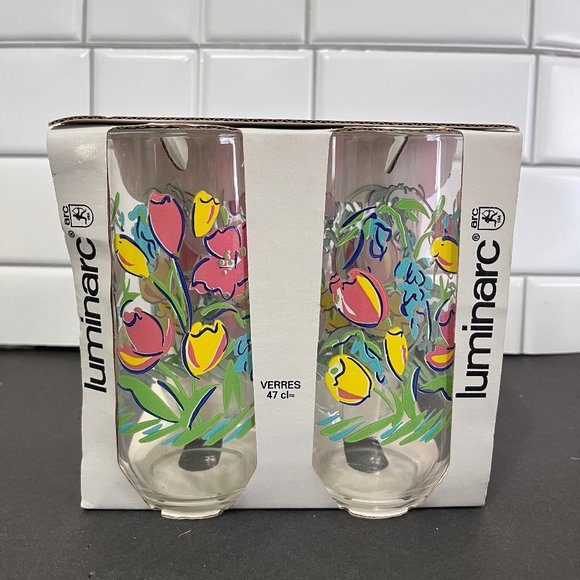 Luminarc | Dining | Vintage Luminarc Flower Glasses New 6 Oz Tumblers ...